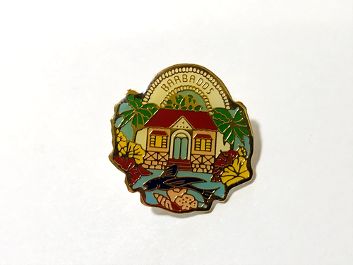 BARBADOS CARIBBEAN ISLANDS LAPEL PIN SHINY OCEAN BEACH PINBACK ENAMEL ...