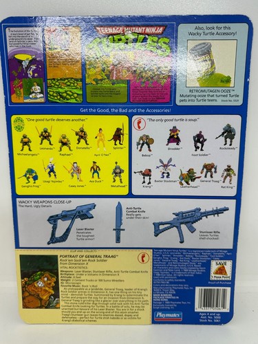 Vintage 1990 Teenage Mutant Ninja Turtles General Tragg Cardback File ...