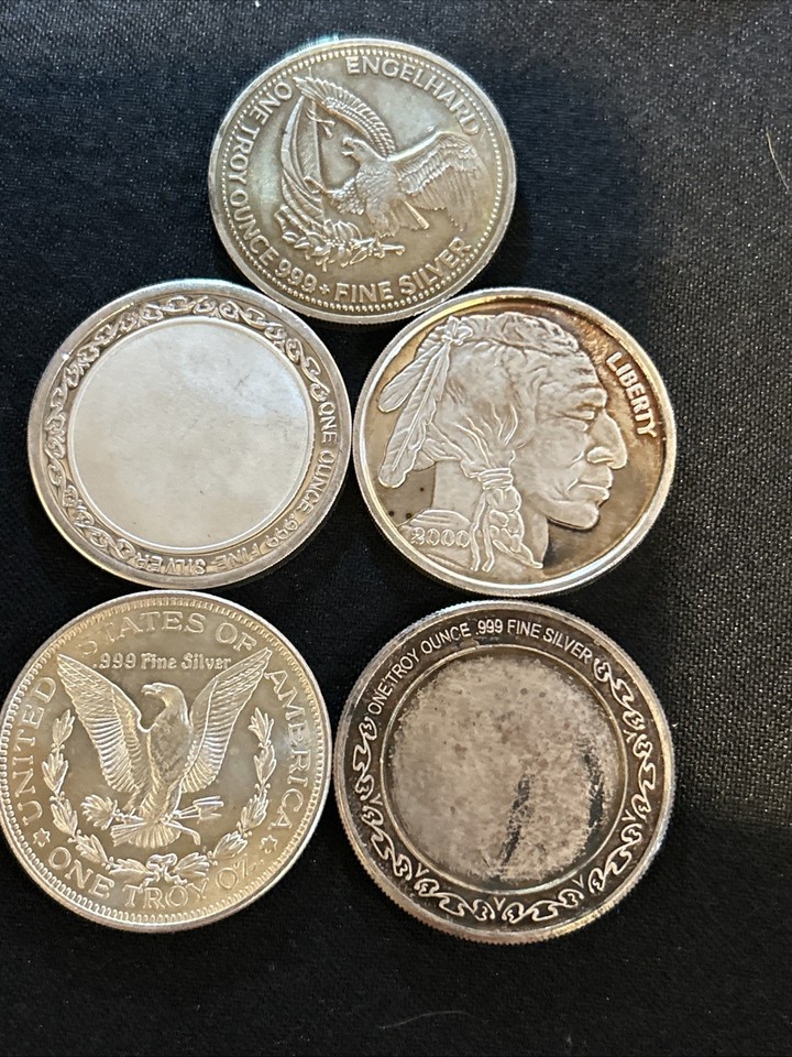 Lot of Five 1oz Silver Rounds Misc manufacturers | eBay