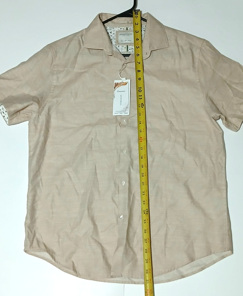 Denim & Flower Mens Shirt Large Button Up Beige Short Sleeve - NWT | eBay