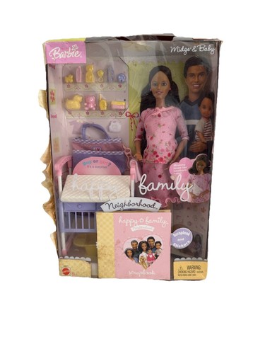 Barbie Pregnant Midge Mom & Baby Girl Mattel Happy Family- Rare Pink ...