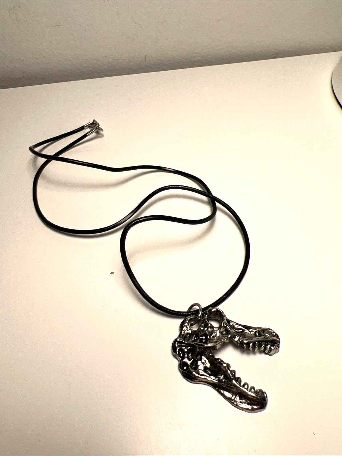 T Rex Silver Metal Dinosaur Bones Face Necklace Penda… - Gem