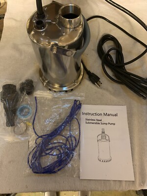 PANRANO 1HP Sump Pump Submersible Water Pump Stainless Steel Utility ...