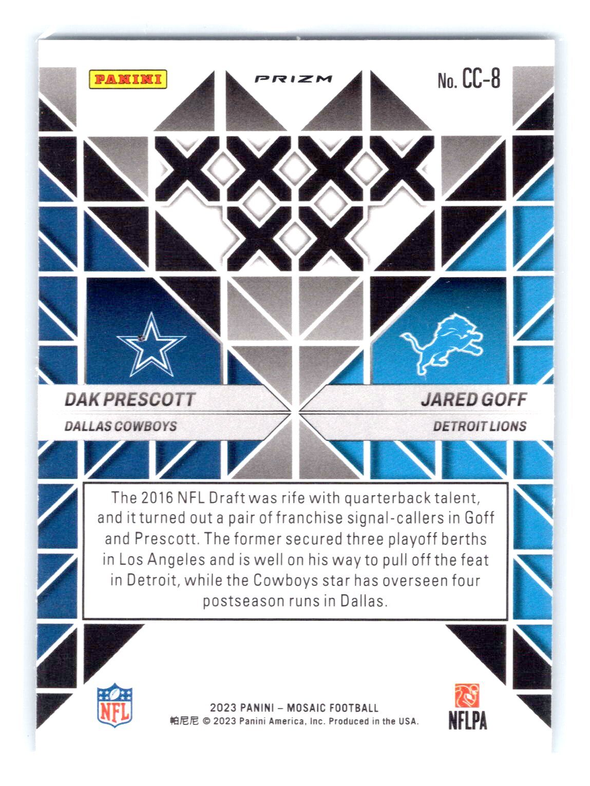 2023 Panini Mosaic - Carbon Copy Dak Prescott, Jared Goff #CC-8 Silver ...