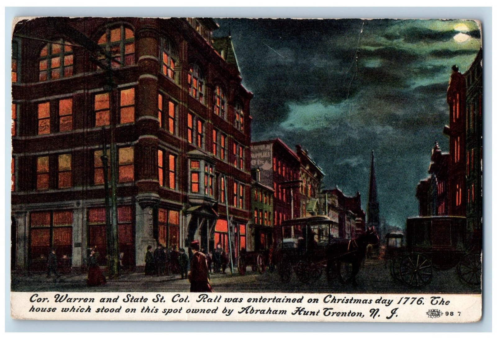 Trenton New Jersey NJ Postcard Corner Warren & State Street Col. Rall ...