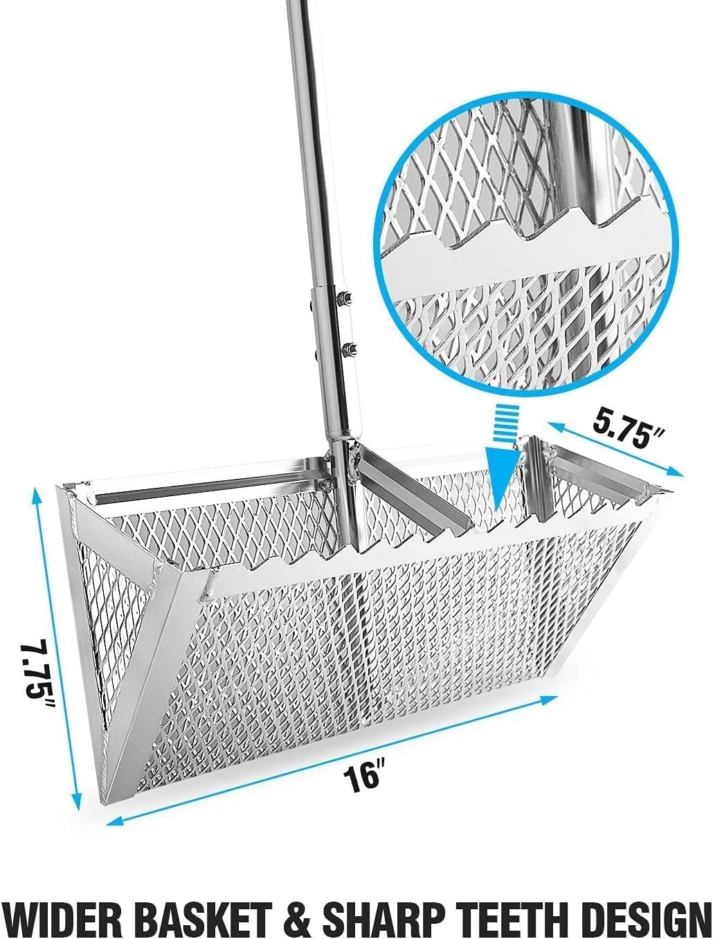 Design Sand Flea Rake,16-Inches Wide Basket 52” Long | eBay