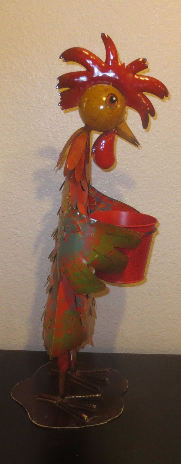 26" Rustic Metal Chicken With Planter | eBay