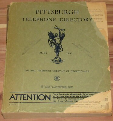 JULY 1942 PITTSBURGH TELEPHONE DIRECTORY BOOK, PENNSYLVANIA | eBay