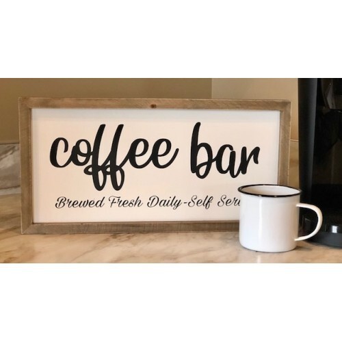 New Rustic Farmhouse SELF SERVE COFFEE BAR SIGN Hanging 16" | eBay
