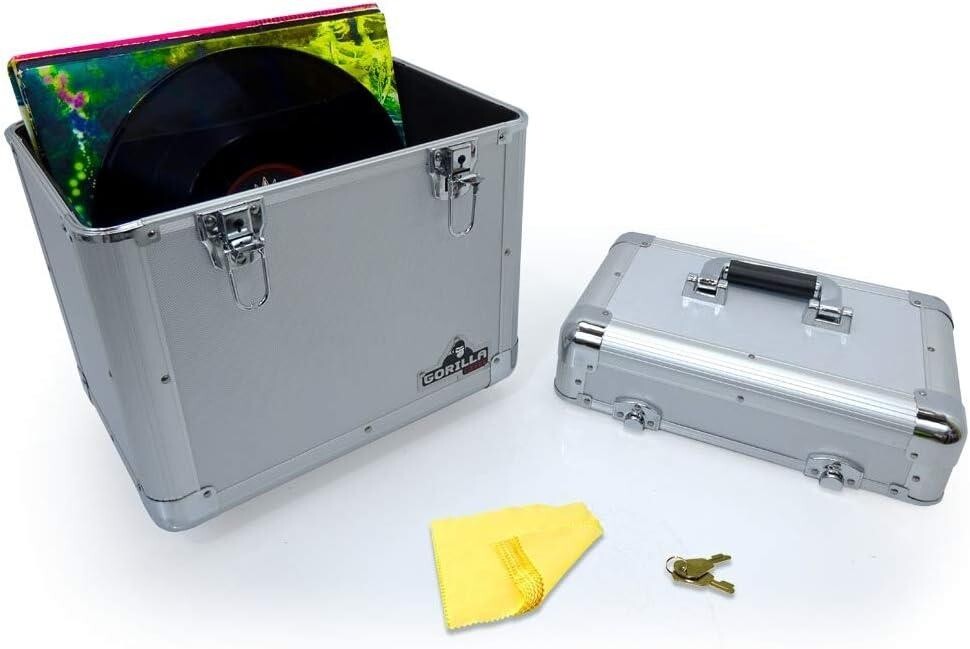 Gorilla 12" LP Vinyl Record Carry Storage Case Box - Silver - Holds 60 ...