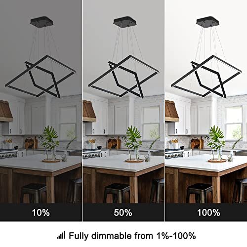 Modern Square LED Chandelier Lighting, Square LED Pendant 15.7"+23.6 ...