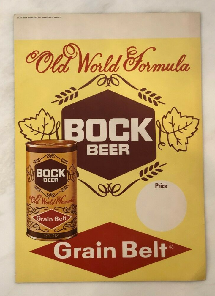c 1970 GRAIN BELT Old World Formula BOCK BEER Cardboard STORE SIGN ...