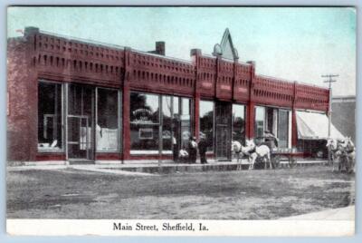 1910's SHEFFIELD IOWA MAIN STREET SULLIVAN FARM IMPLEMENTS STOREFRONT ...