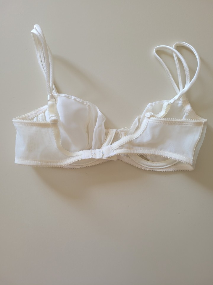 Vintage Victorias Secret Gold Label Sheer Satin Ivory Bra 32 B Bridal ...