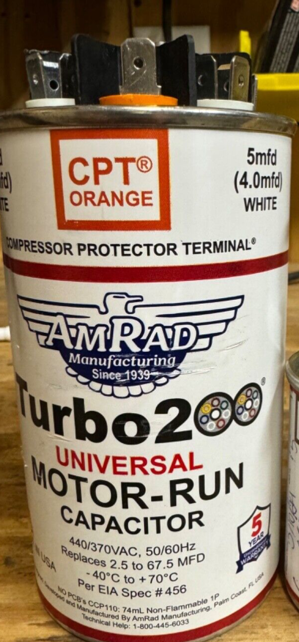AmRad Round Run Capacitor 40/5 MFD 370/440 VAC USA2235 | eBay