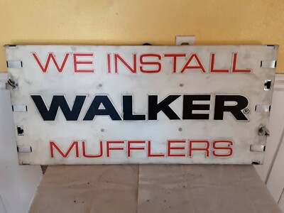 Vintage Walker Mufflers Double Sided hanging Gas Service Station Sign ...