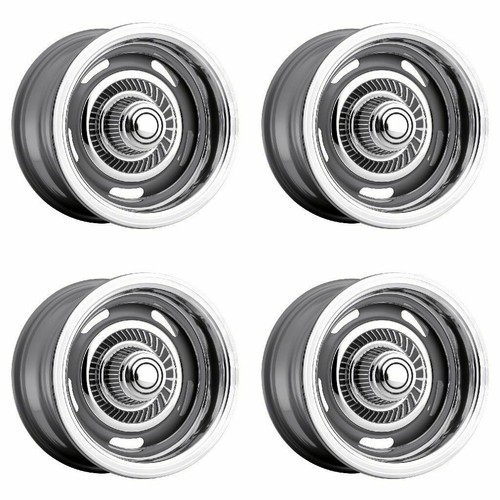 Set 4 15" Vision American Muscle 55 Rally Silver Wheels 15x7 5x4.5 5x4 ...