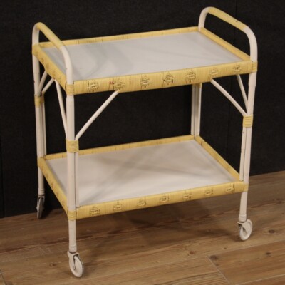 Service cart furniture in wicker 2 shelves with wheels side table ...