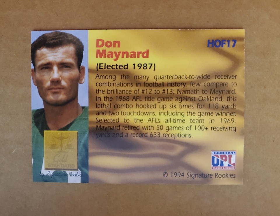 Don Maynard 1994 Signature Rookies Gold Standard HOF Autograph Card | eBay