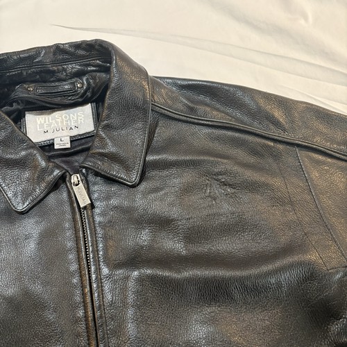 Wilsons M Julian Mens Leather Bomber Jacket Size L Lined Black Biker | eBay
