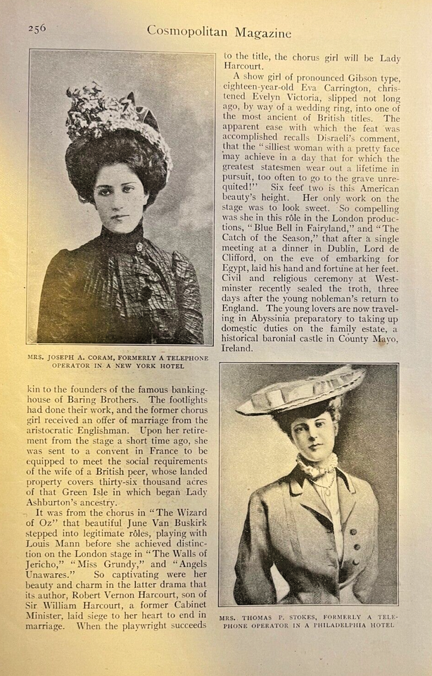 1906 Poor Girls Who Married Millionaires Violet Oakley Adah Verne ...