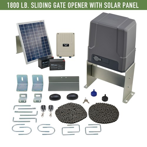 CO-Z Sliding Gate Opener Kit w Solar Panel for 1800lb 40ft Home ...