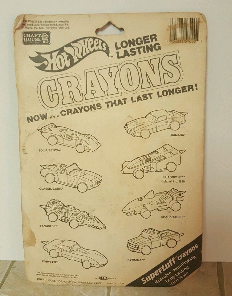 VINTAGE HOT WHEELS CRAYONS PACK OF 4 CRAYONS NIP BY CRAFT HOUSE 1989 | eBay