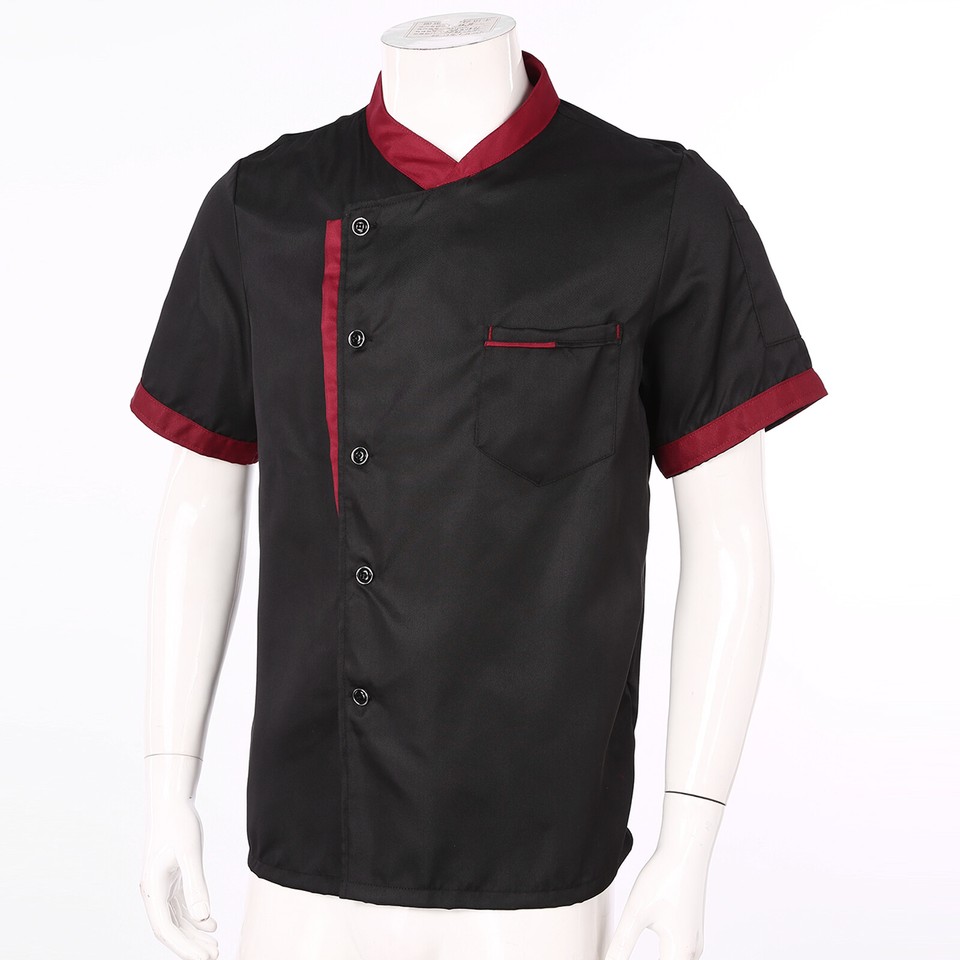 Men's Chef Coat Uniform Short Sleeve Cook Jacket Restaurant Kitchen ...
