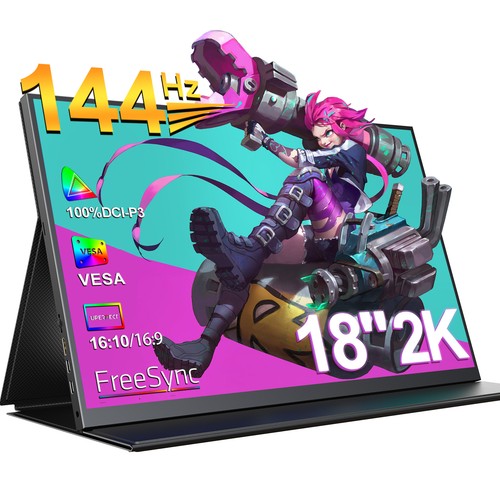 2K 144Hz Portable Monitor 18 Inch Switch Display 2560*1600 16:10 Gaming ...
