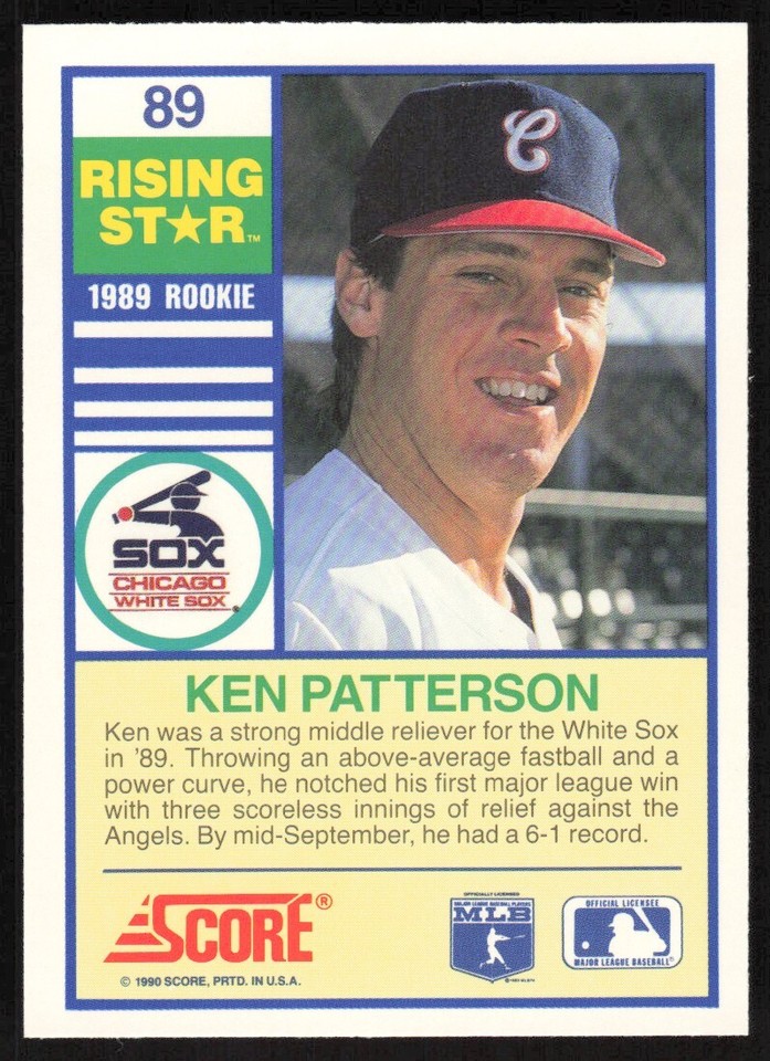 1990 Score Rising Stars Ken Patterson #89 Chicago White Sox | eBay