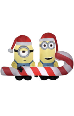 Carl & Dave Minions Holding Candy Cane Scene - Inflatable Minion ...