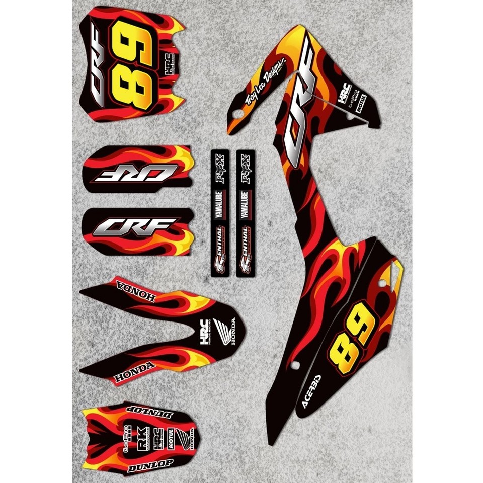 SET CUSTOM GRAPHICS STICKER DECAL FAIRING KIT LH + RH FOR HONDA CRF110 ...