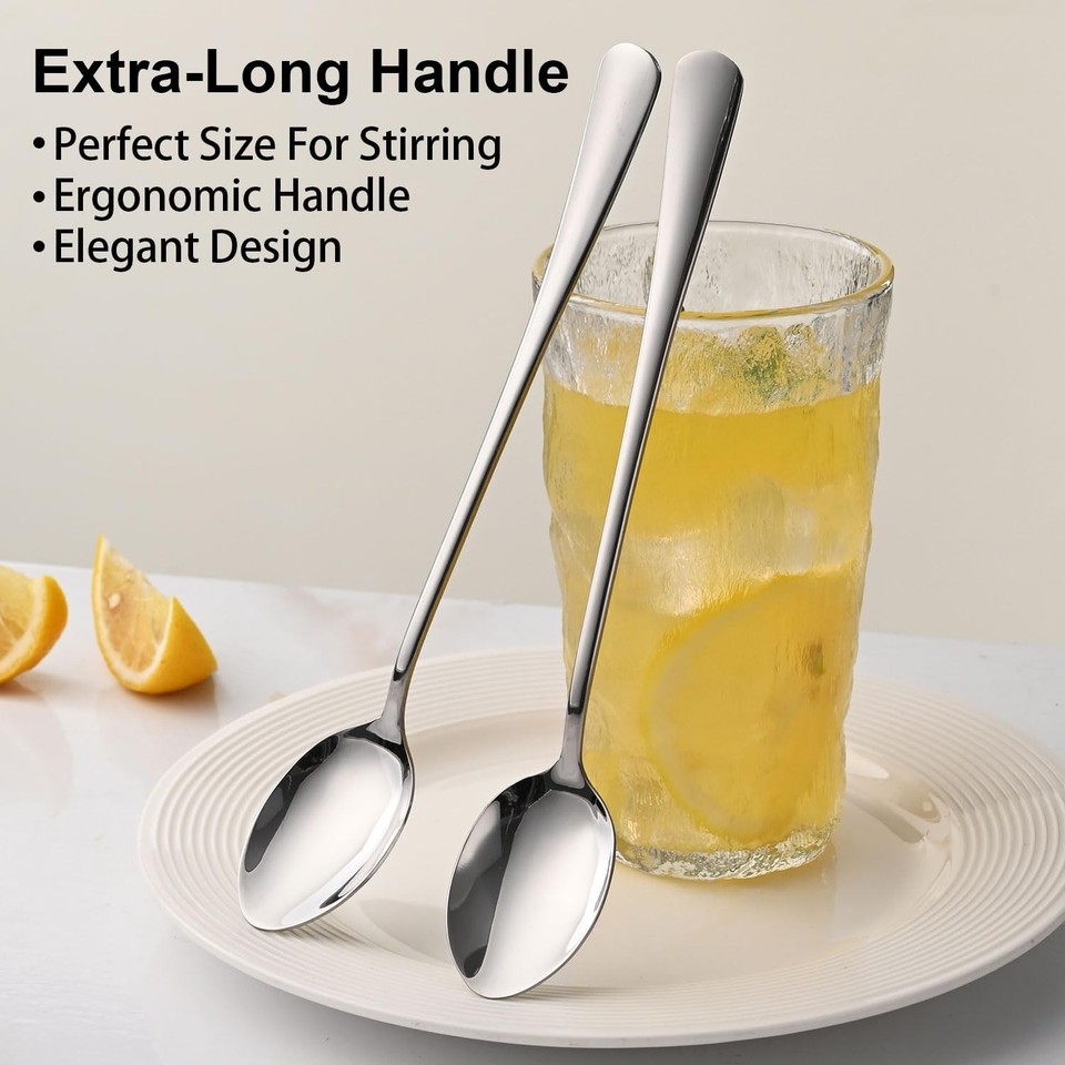 Long Handle Iced Tea Stirring Spoons Stainless Steel Cocktail Stirring ...