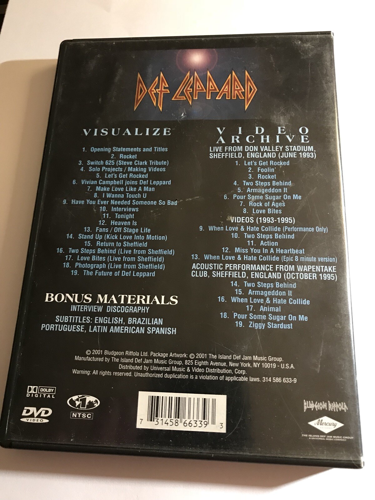 DEF LEPPARD - VISUALIZE / VIDEO ARCHIVE DVD ! 731458663393| eBay