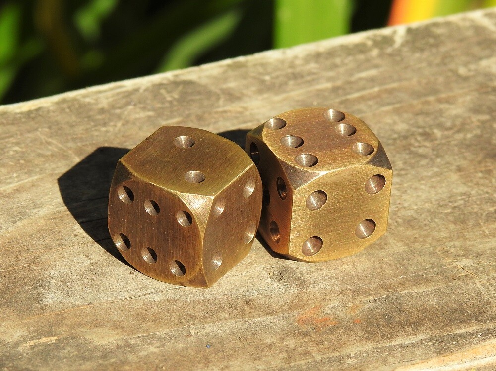 Antique Look Brass Old West Gamblers Dice Set - Die - Casino - Wild ...