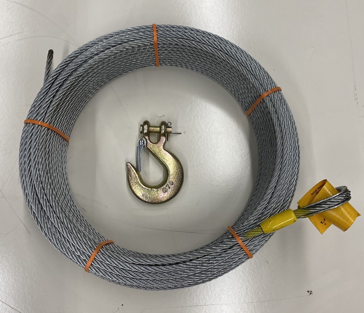 1/4" x 100 ft Galvanized Wire Rope Winch Cable + 5/16" Grade 70 Clevis ...