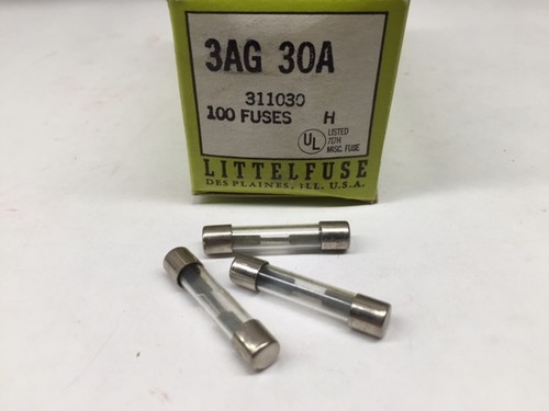 (25 pcs) 311030 Littelfuse, 30 Amp 32vac, Fast Acting, Glass Fuse (Size ...