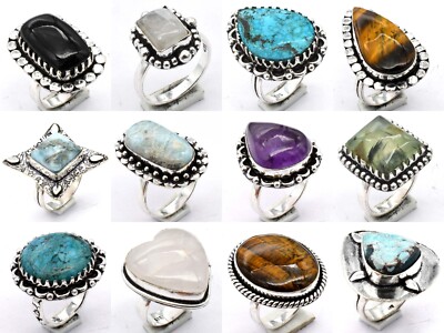 New Design Rings lot Wholesale Mix Natural Gemstone Rings Starling ...
