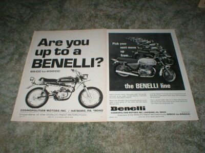 Vintage Benelli Cycle Ads: Lot of 4: 65cc to 650cc, 500cc Quattro 250cc ...