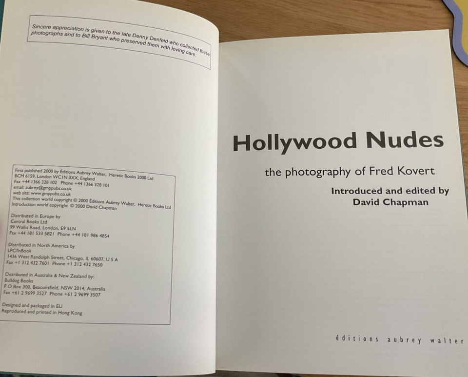 HOLLYWOOD NUDES: The Physique Photos of Fred Kovert PB 1st Ed. 2000 US ...