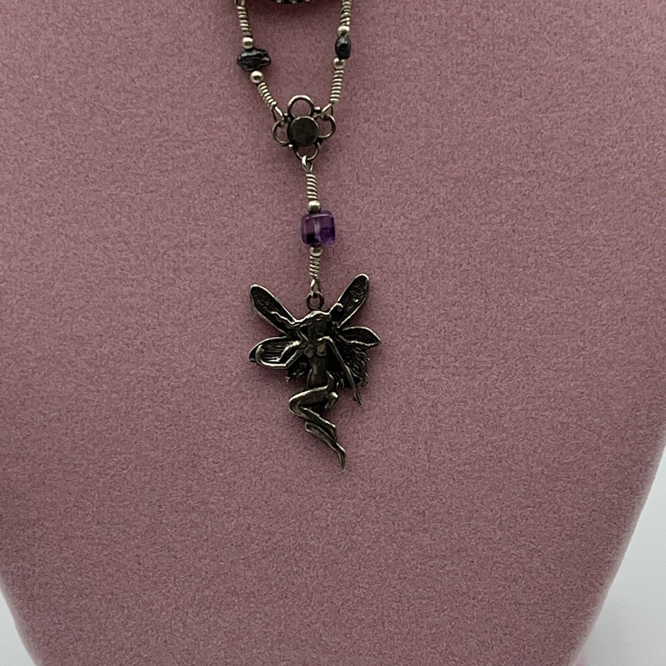 Sterling Silver Amethyst Celtic Fairy Dangle Pendant Chain Necklace | eBay