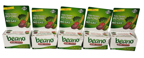 (5 BOTTLES 30 Count (150 Total) Beano Ultra 800 Gas Prevention Tablets ...