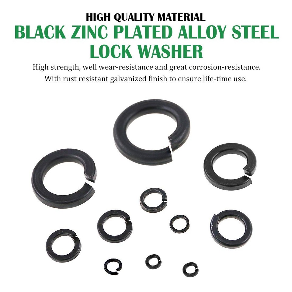 Spring lock washer assortment kit black zinc plated steel 550pcs | eBay