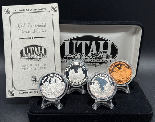 Utah Centennial Celebration Set Silver and Copper Coins, 3-1oz. Silver ...