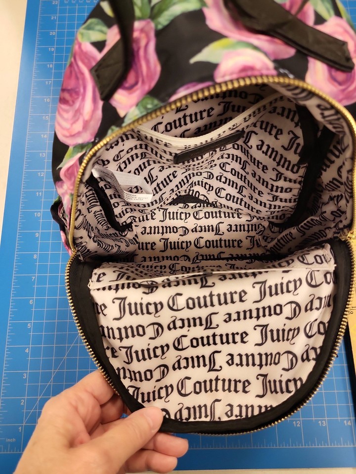 Juicy Couture Mini Backpack Roses Floral Print Black Small Travel Bag ...