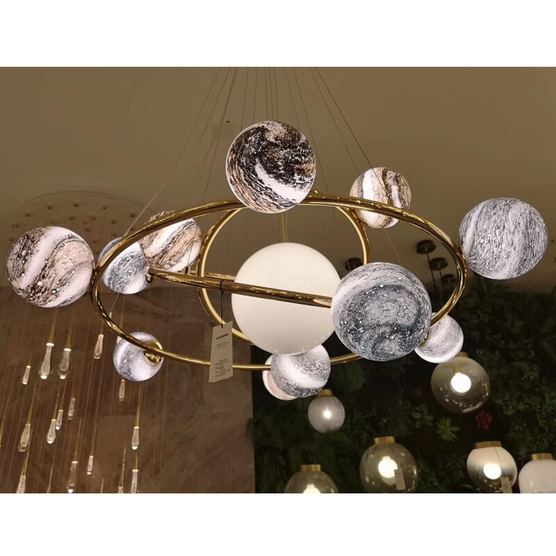 Space Planet Glass Ball Pendant Light Round Globe Indoor Lamp Modern ...
