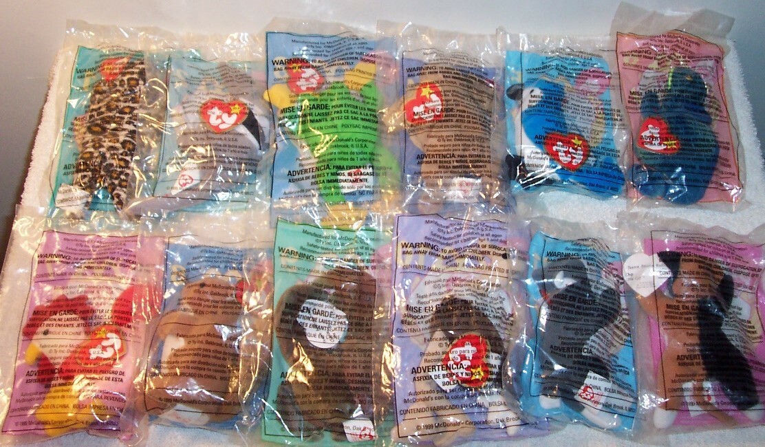 1999 McDONALDS TY TEENIE BEANIE BABIES COMPLETE SET OF 12 SEALED ~ NIP ...