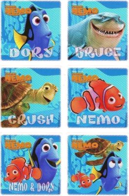 6 x Square Stickers ~ Finding Nemo Crush Bruce Dory Fish Ocean Water ...