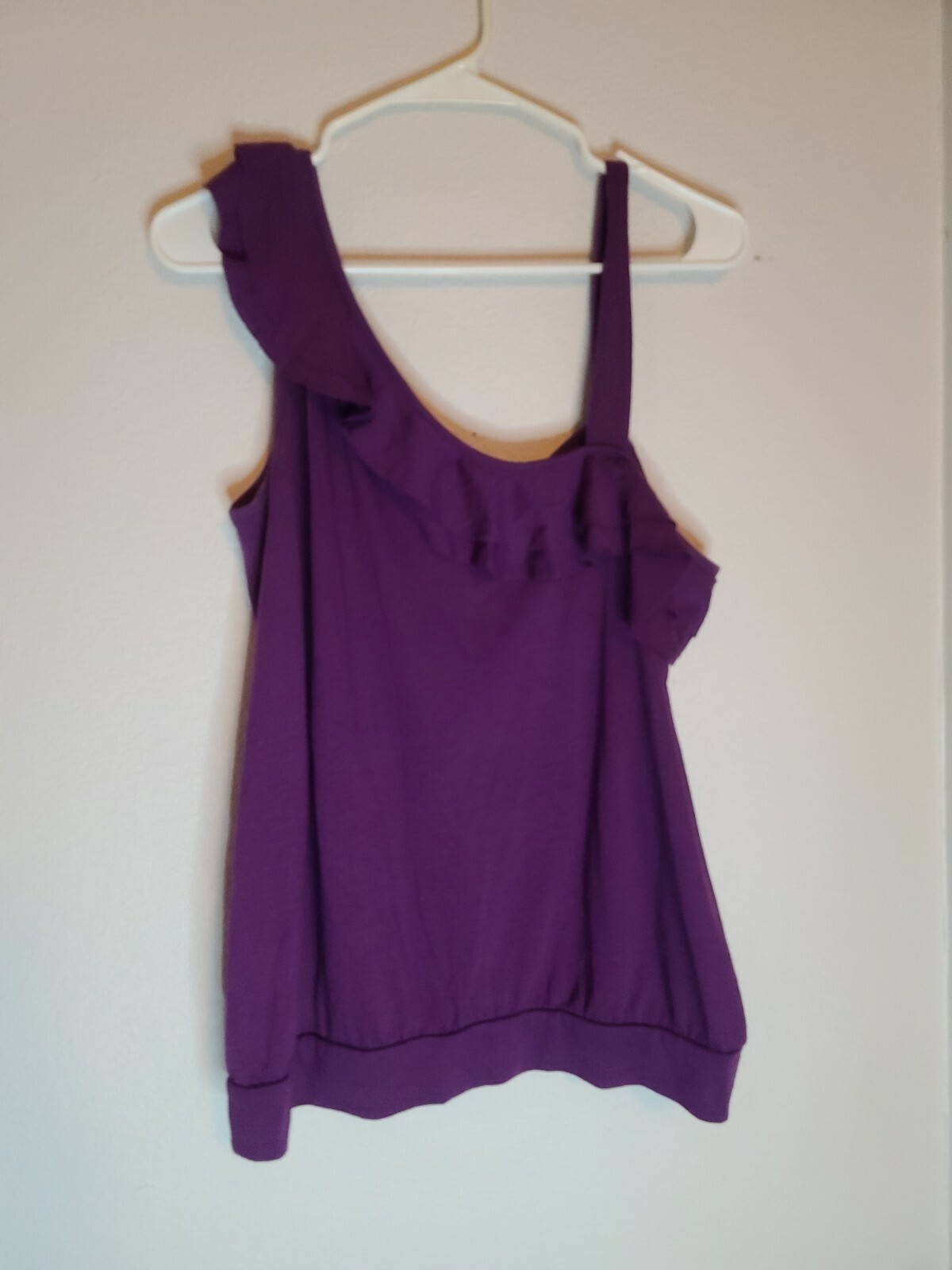 Ana Size XL Cute Purple One Sleeve Shirt With Ruffle | eBay