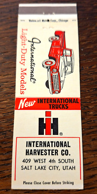 Vintage Matchbook: IH Trucks, International Harvester, Salt Lake City ...